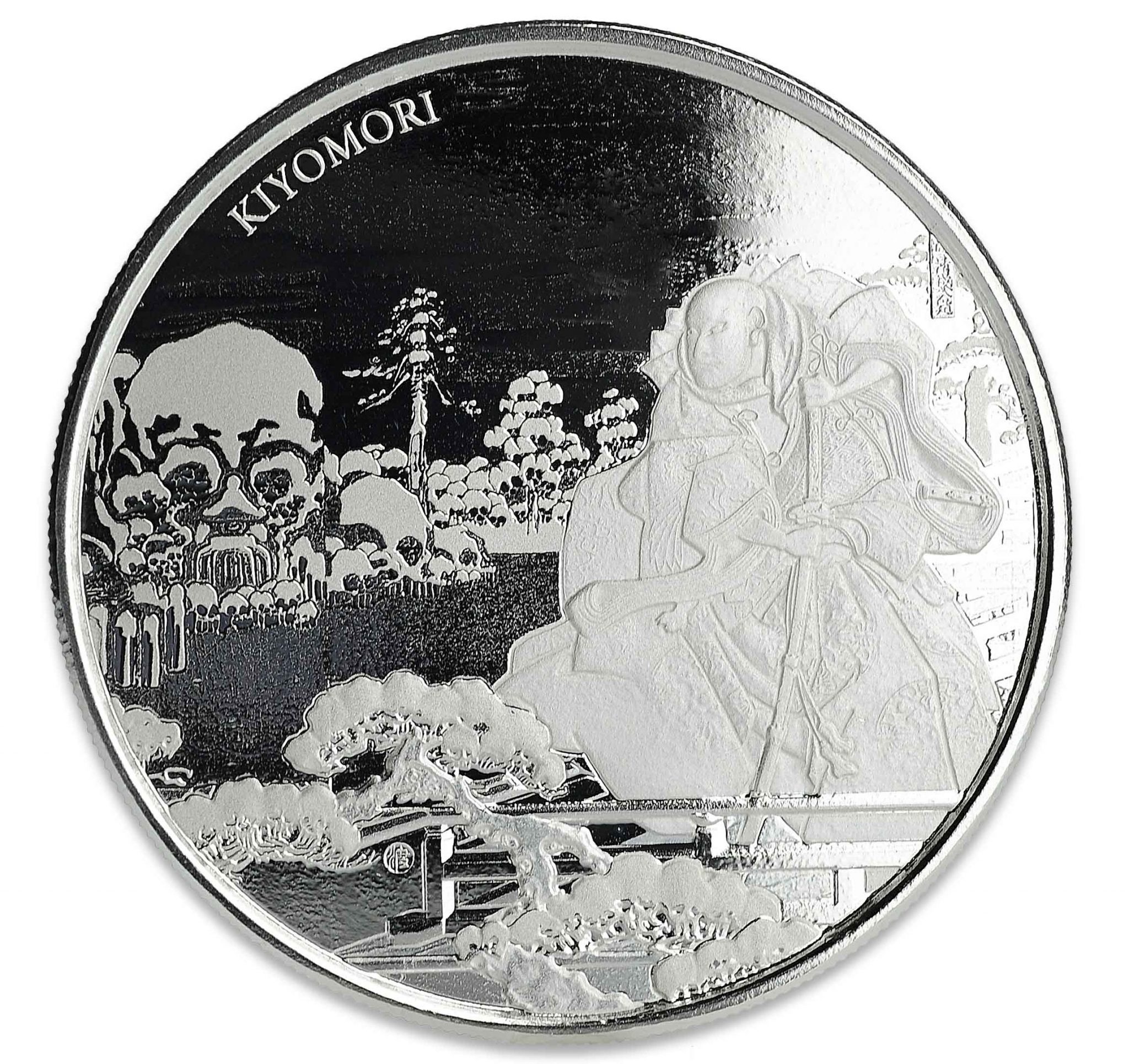 2018 Silver 1 oz Fiji $1 SAMURAI KIYOMORI Wood Print Art PROOF-like ...